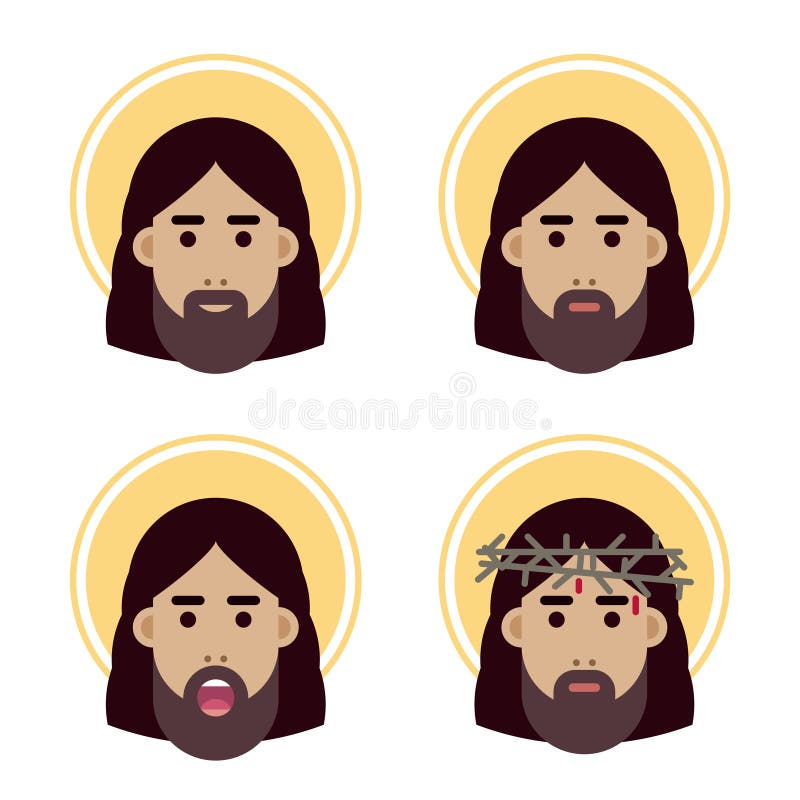 Jesus Christ Face Flat Icon Stock Vector - Illustration of catholic ...