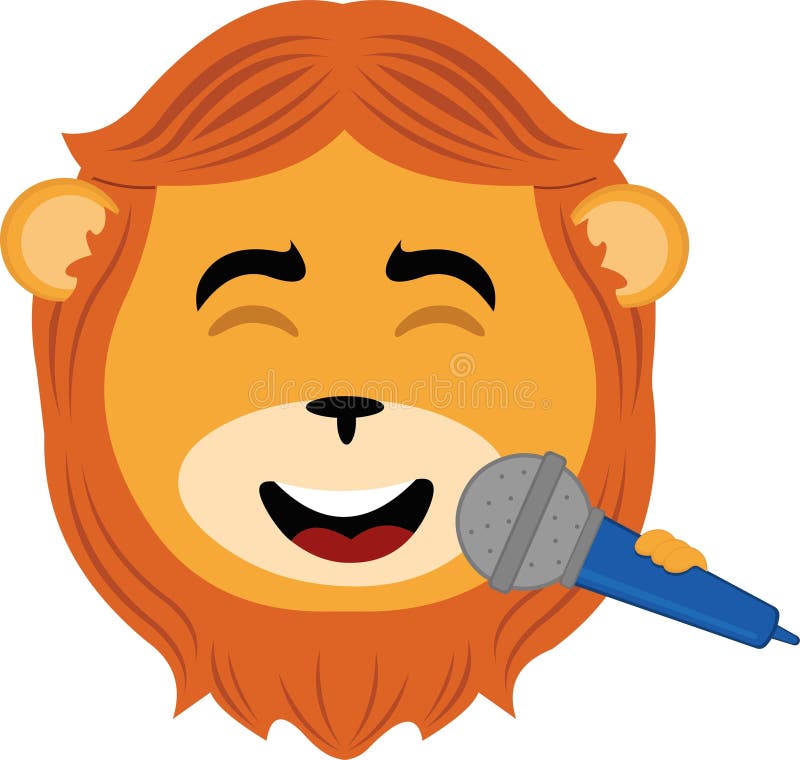 Lion singing microphone stock vector. Illustration of face - 322309221