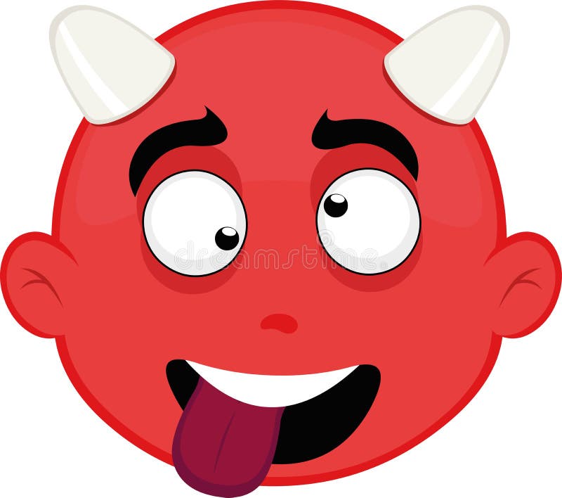 Vector Illustration of the Face of a Little Demon with a Crazy ...