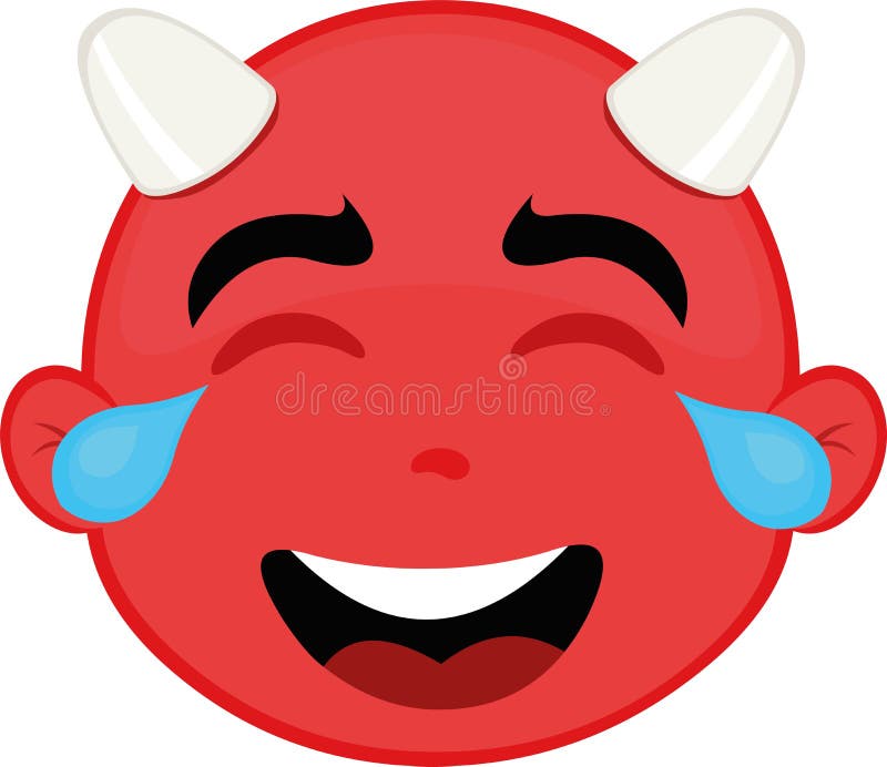 Vector Illustration of the Face of a Little Demon with a Happy ...