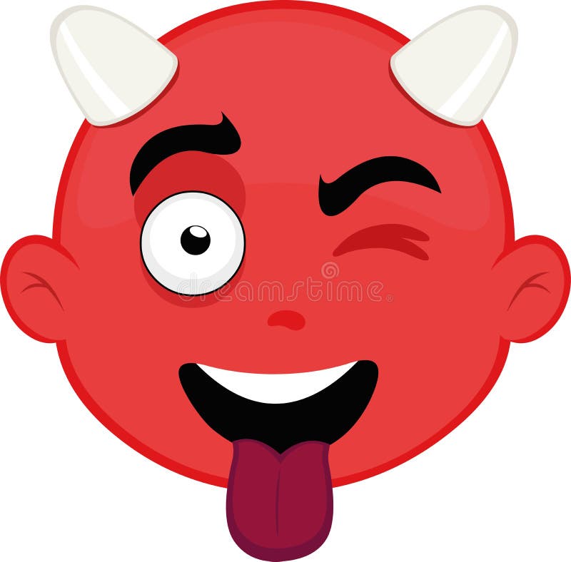 Vector Illustration of the Face of a Little Demon with a Happy ...
