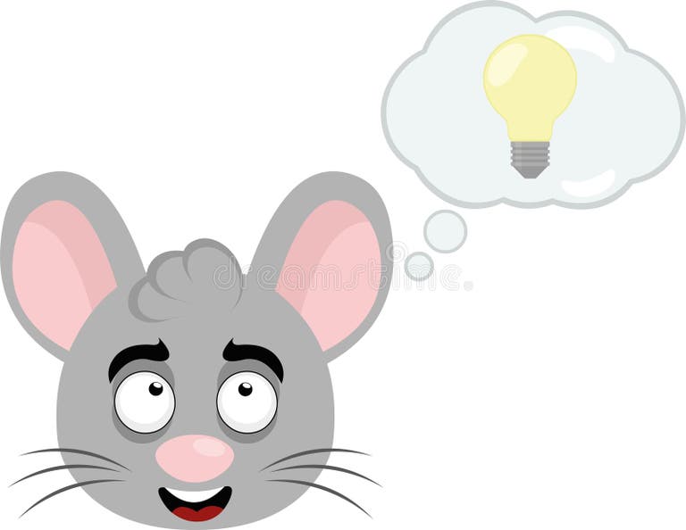 Head Mouse Thought Cloud Light Bulb Stock Vector - Illustration of good ...