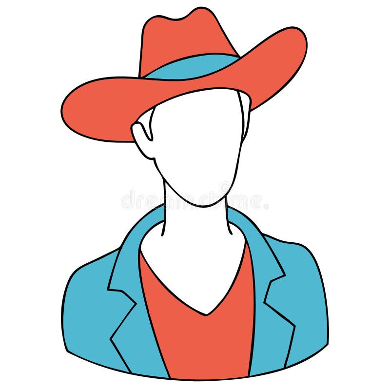 Vector Illustration Faceless Figure in Cowboy Hat and Jacket Stock ...