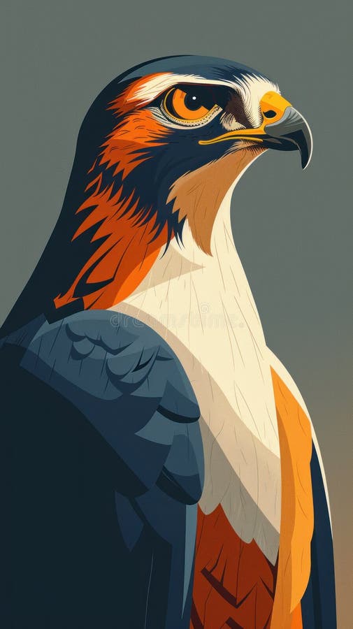 A Vector Illustration of a Falcon S Head in Profile, with a Geometric ...