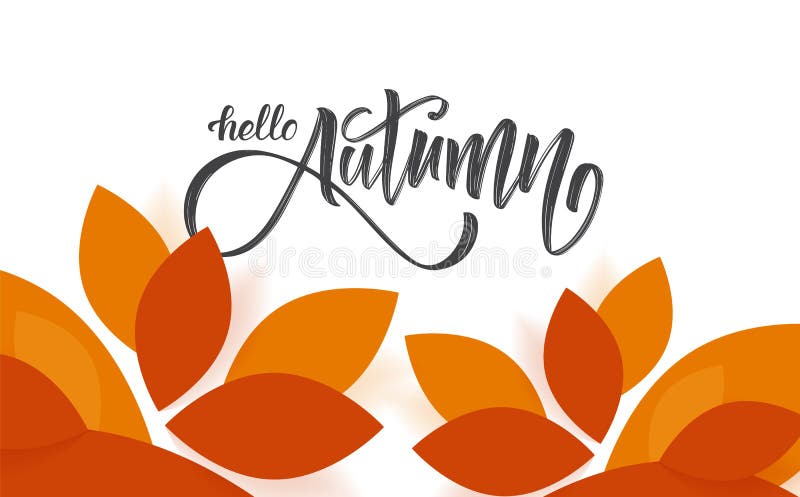 Vector Illustration: Fall Leaves Background with Hand Lettering of ...