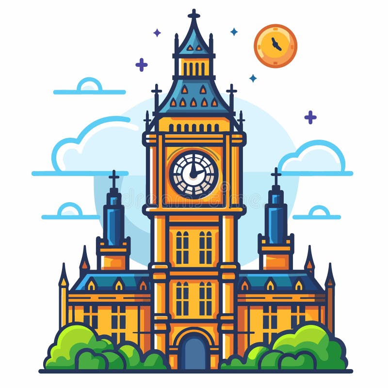Vector Illustration of the Famous Clock Tower in London. Flat Style ...