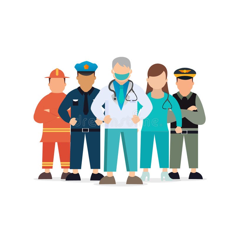 Vector Illustration of a Famous Professions Super Heroes Stock ...
