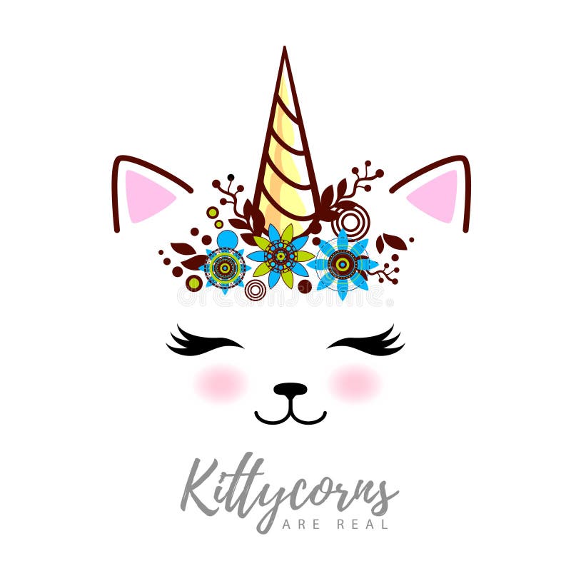 Vector Illustration of Fantasy Animal Cat Kittycorn Editorial ...