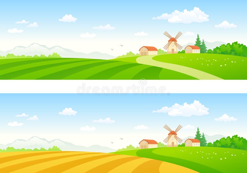 Rural field banners stock vector. Illustration of summer - 119285566