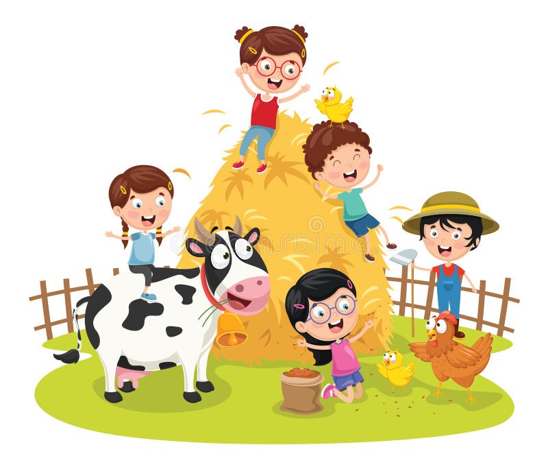 Vector Illustration of Farm Kid Stock Vector - Illustration of fresh ...