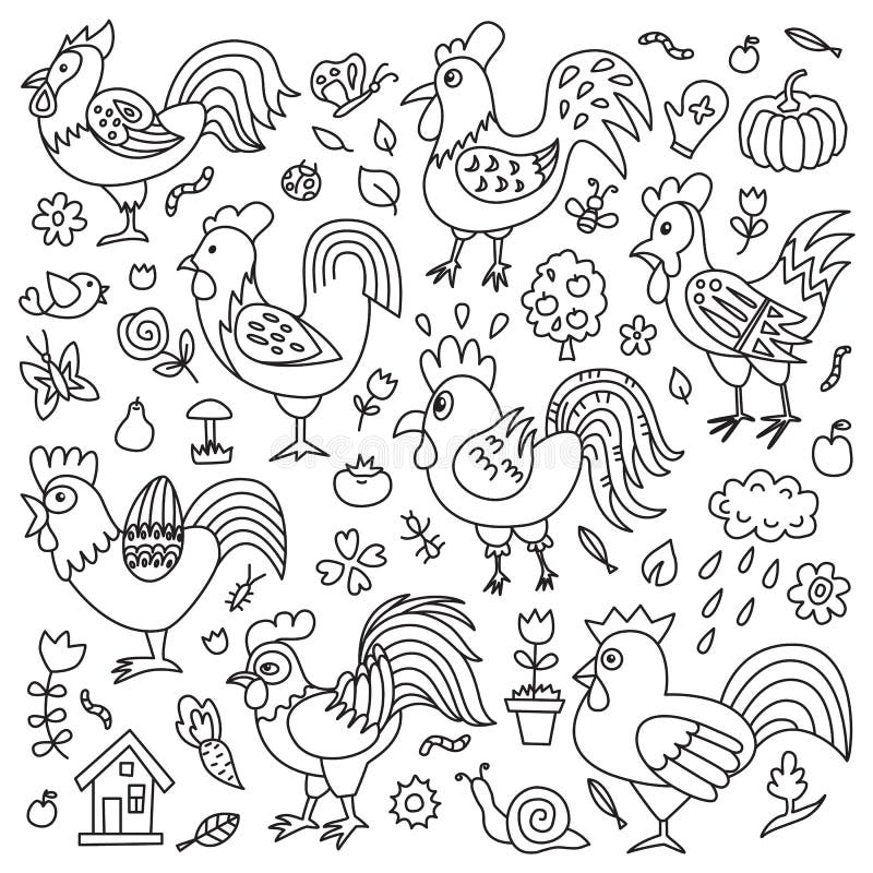 Vector Illustration of Farm. Rooster Design Stock Vector - Illustration ...