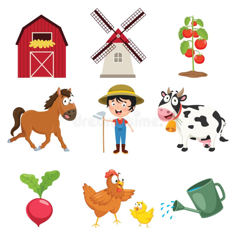 Vector Illustration of Farm Things Stock Vector - Illustration of ...