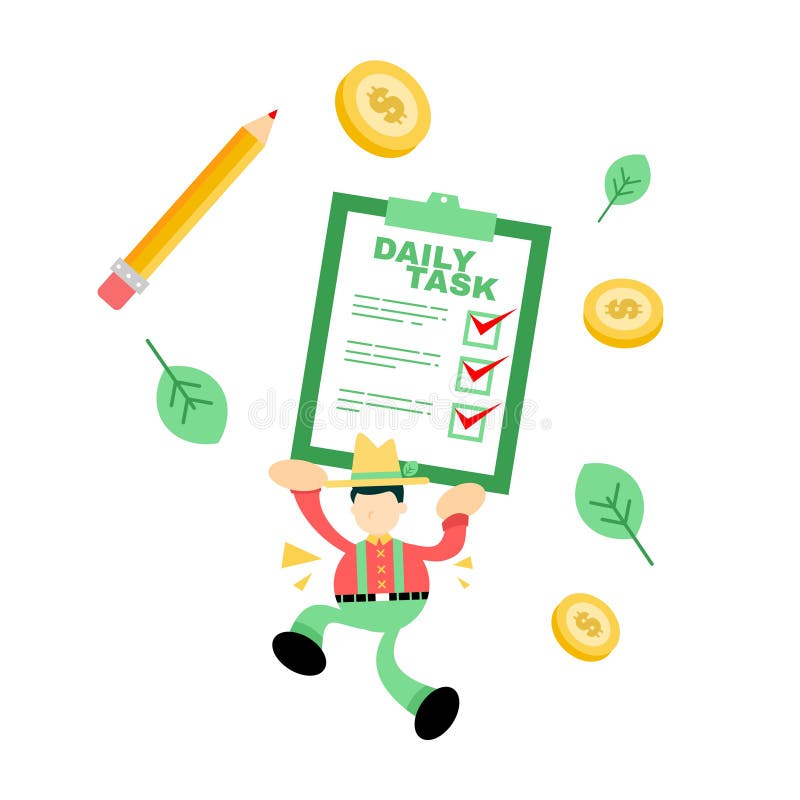 Farmer Man Agriculture and daily Task Checklist Form Business Cartoon ...