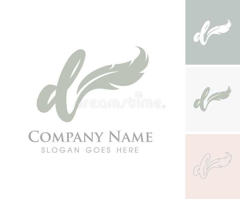 Feather Monogram Initial Letter D Stock Vector - Illustration of ...