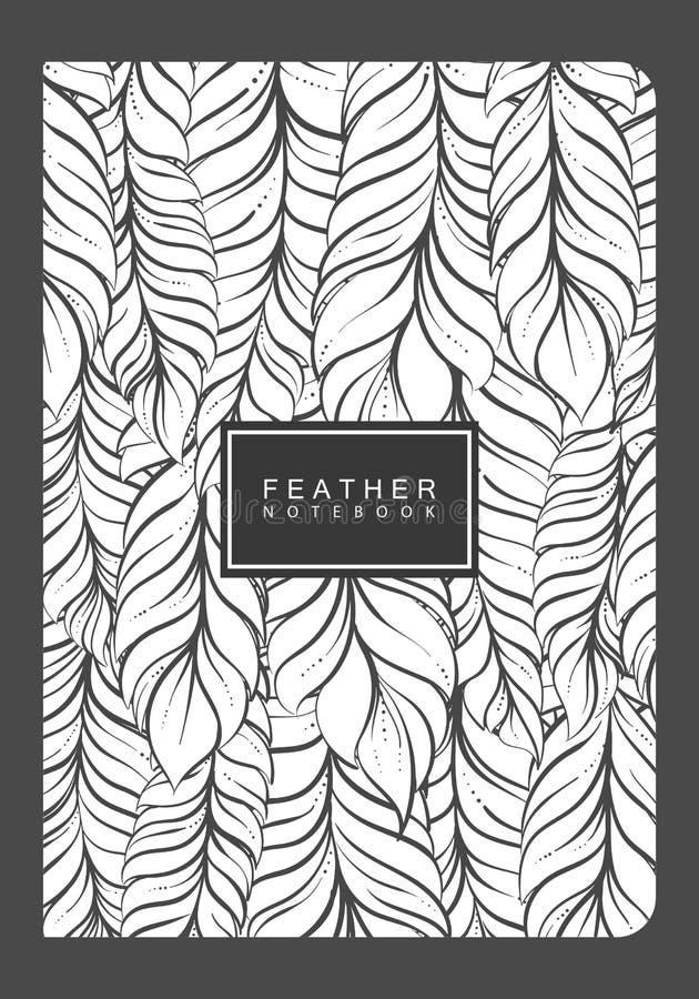 Notebook Template with Feathers Stock Vector - Illustration of ornate ...