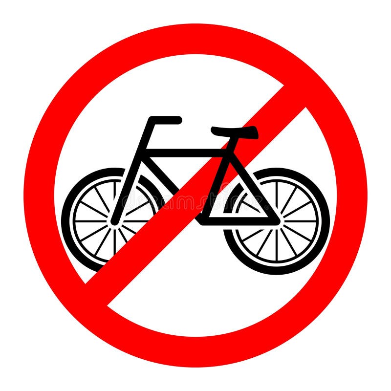 Bicycle Warning Sign with Red Crossed Circle – Editable Vector EPS Icon ...
