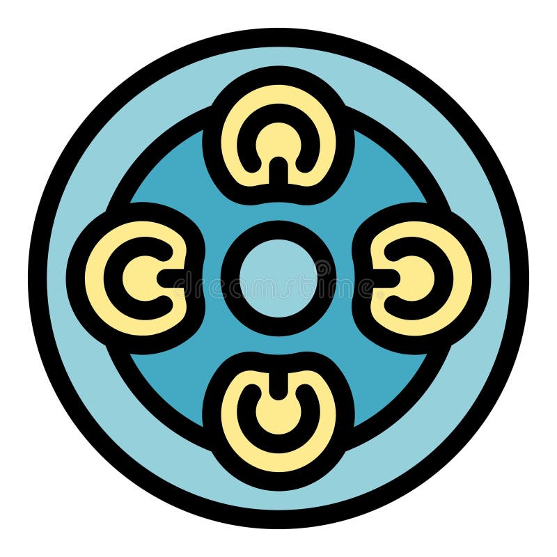 Blue Circular Element with Four Yellow Symbols Representing Copyright ...