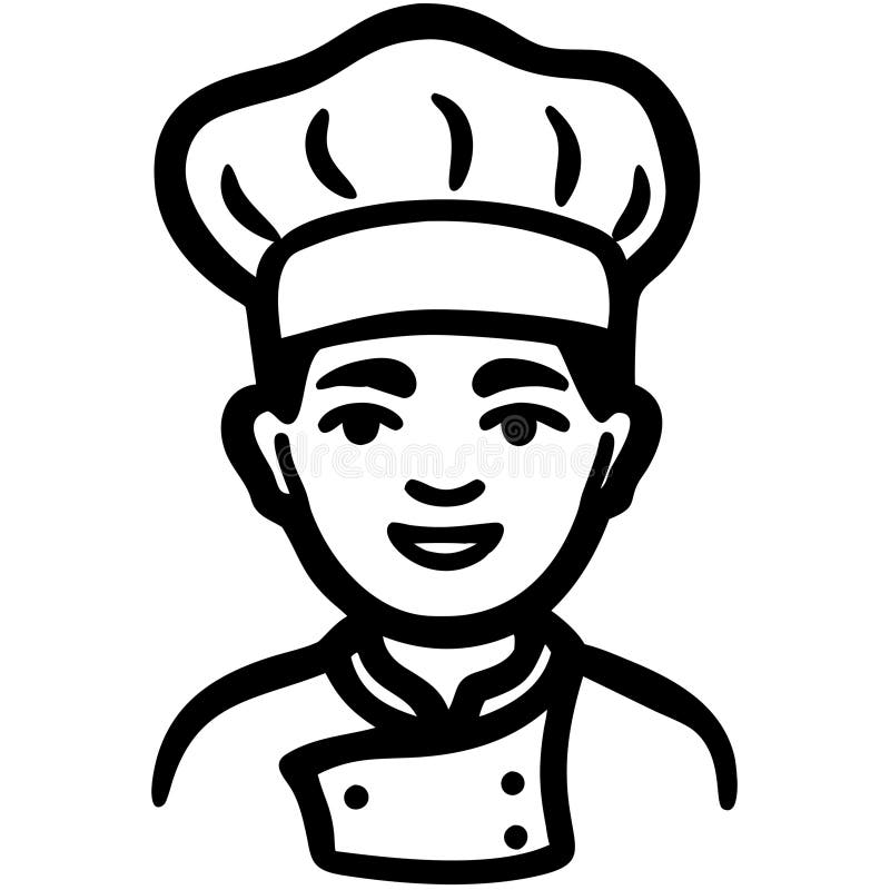 Chef Hat Smiling Person Vector Illustration for Culinary Design ...