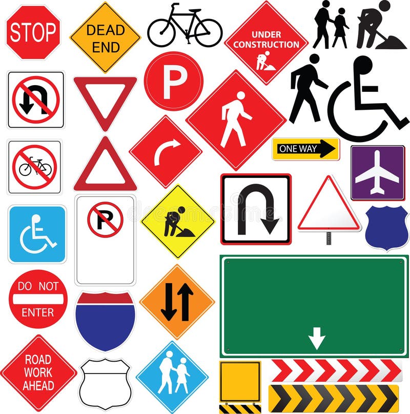 Mixed Warning Signs Bold Vector Safety & Hazard Symbol Stock ...