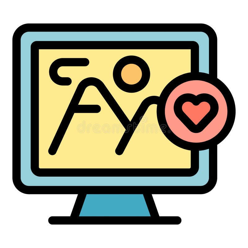 Computer Monitor Displaying Image with Heart Icon, Social Media Love ...