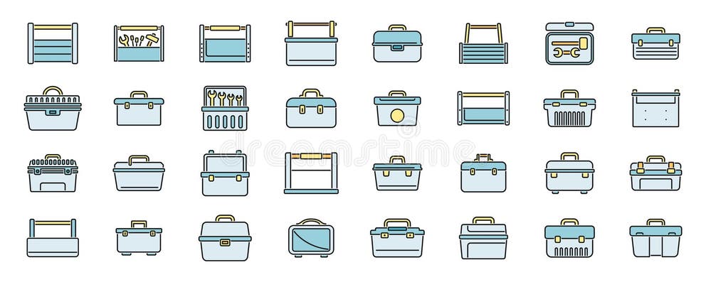Toolbox Icons Set Featuring Different Kinds of Toolboxes for ...
