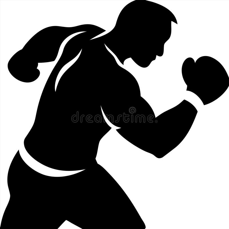 Boxer Silhouette Vector Illustration for Fitness and Sports Design ...