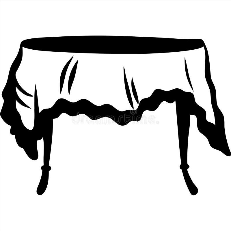 Elegant Round Dining Table with Flowing Tablecloth Vector Illustration ...