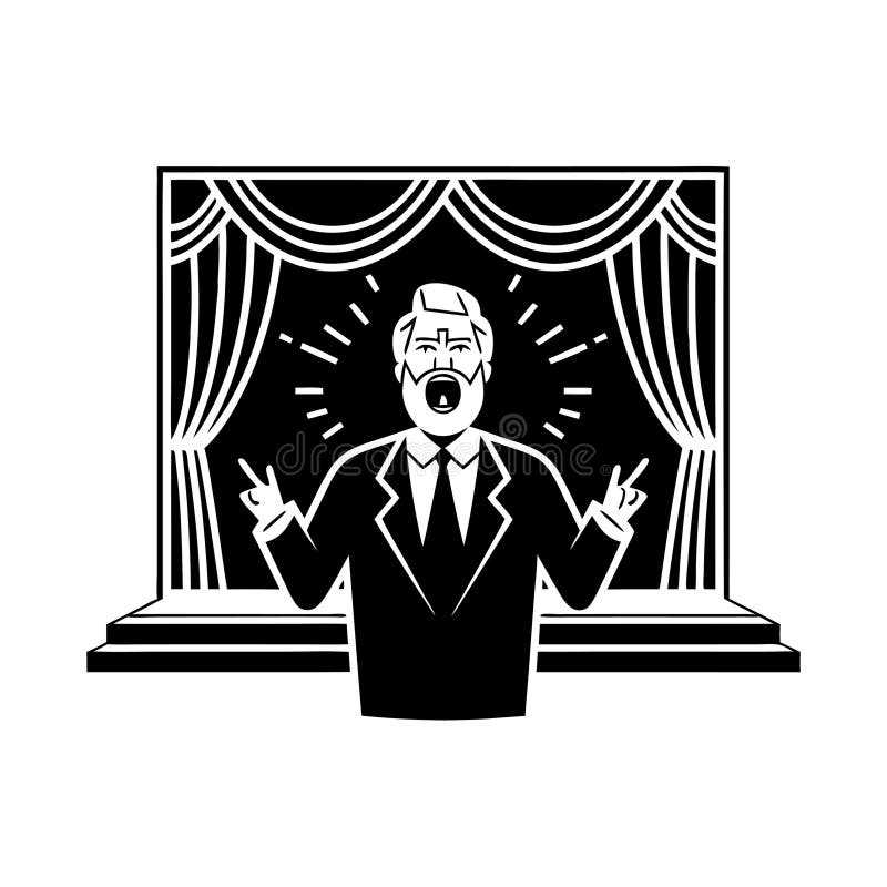 Vector Illustration of Opera Singer Performing on Stage with Dramatic ...