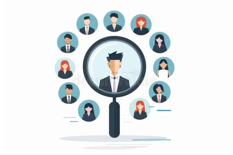 Magnifying Glass for Job Search Stock Illustration - Illustration of ...