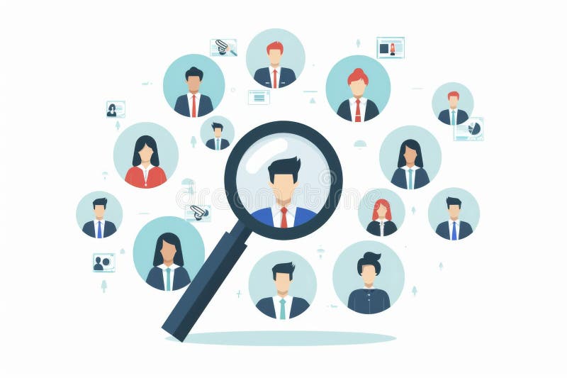 Magnifying Glass for Job Search Stock Illustration - Illustration of ...