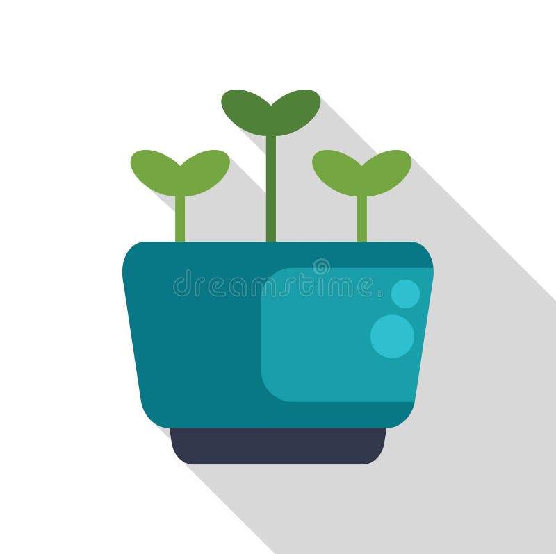 Smart Pot Growing Young Plants with Long Shadow Flat Icon Design Stock ...