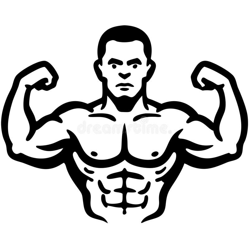 Vector Illustration of Muscular Male Flexing Biceps for Fitness and Gym ...