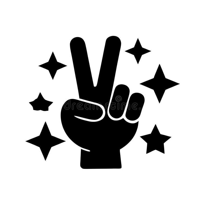 Peace Hand Gesture with Star Accents Vector for Design and Decoration ...