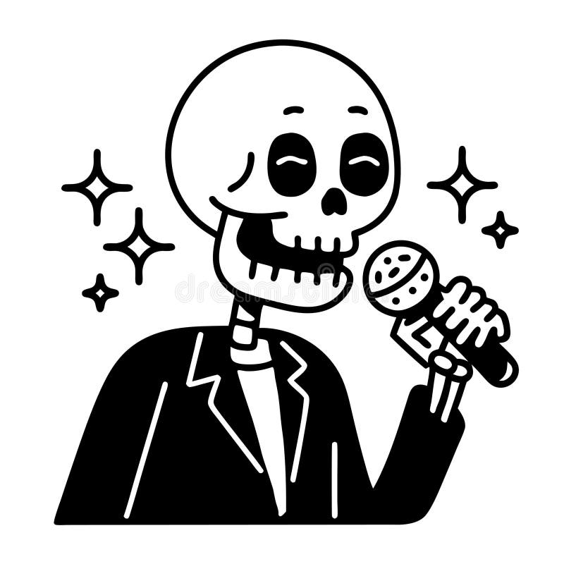 Skeleton Singer with Microphone in Suit Vector Illustration Stock Photo ...