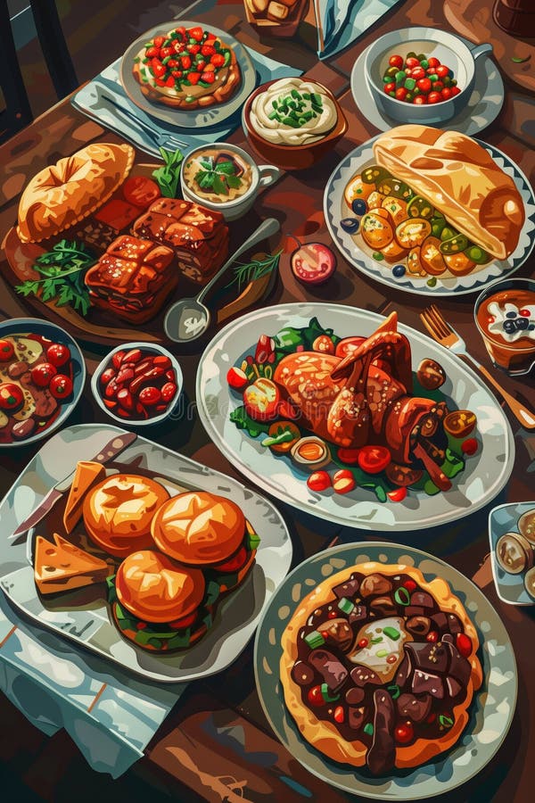 Scrumptious Culinary Array Vector AI Generated Stock Illustration ...