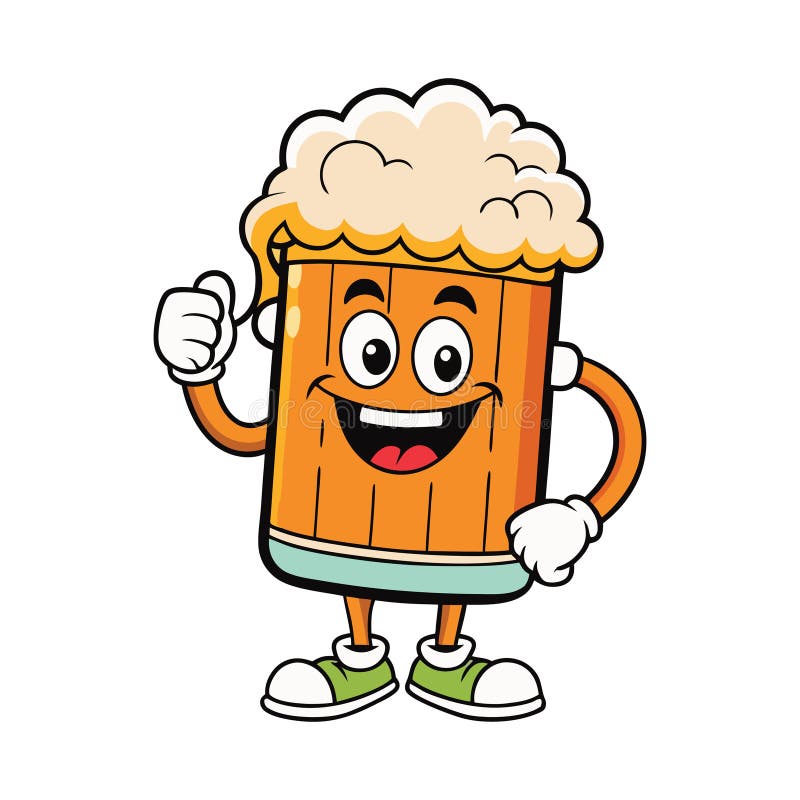 Kawaii Beer Sticker Set: Cartoon Beer in Different Poses Vector ...