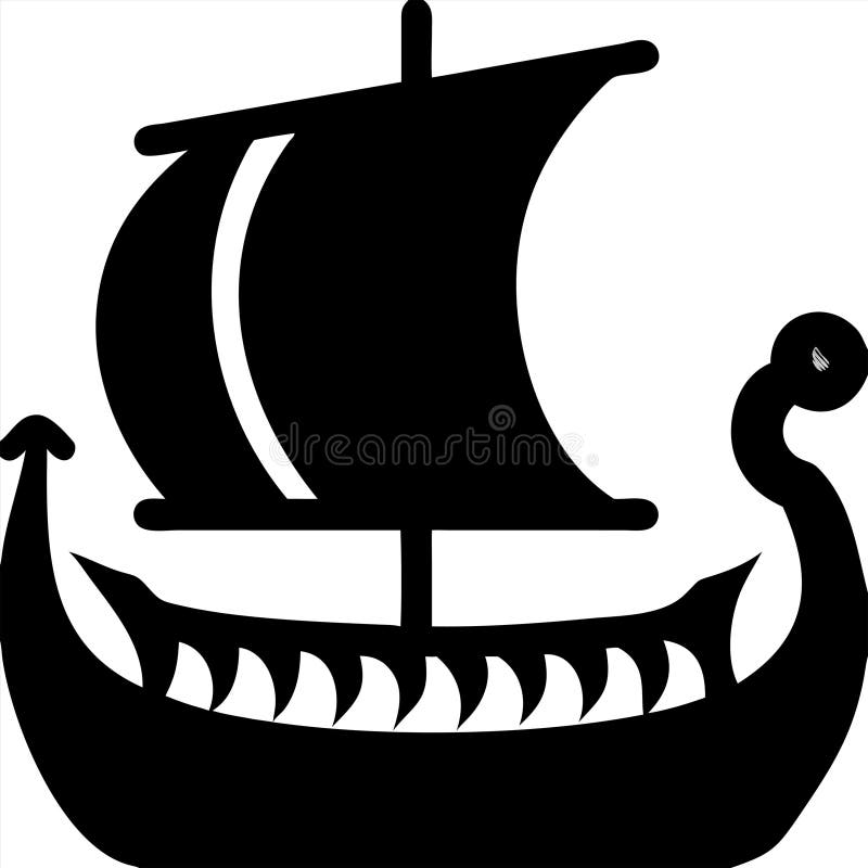 Viking Longship Silhouette Vector Illustration for Nautical Designs and ...