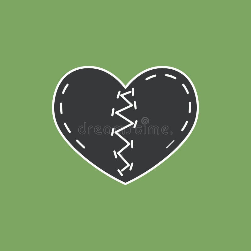 Mended Broken Heart Icon on Green Background Stock Illustration ...