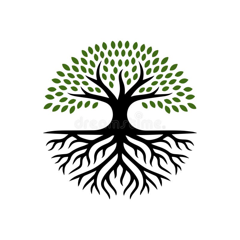 Tree of Life Logo with Roots and Leaves, Tree Life Logo Stock ...