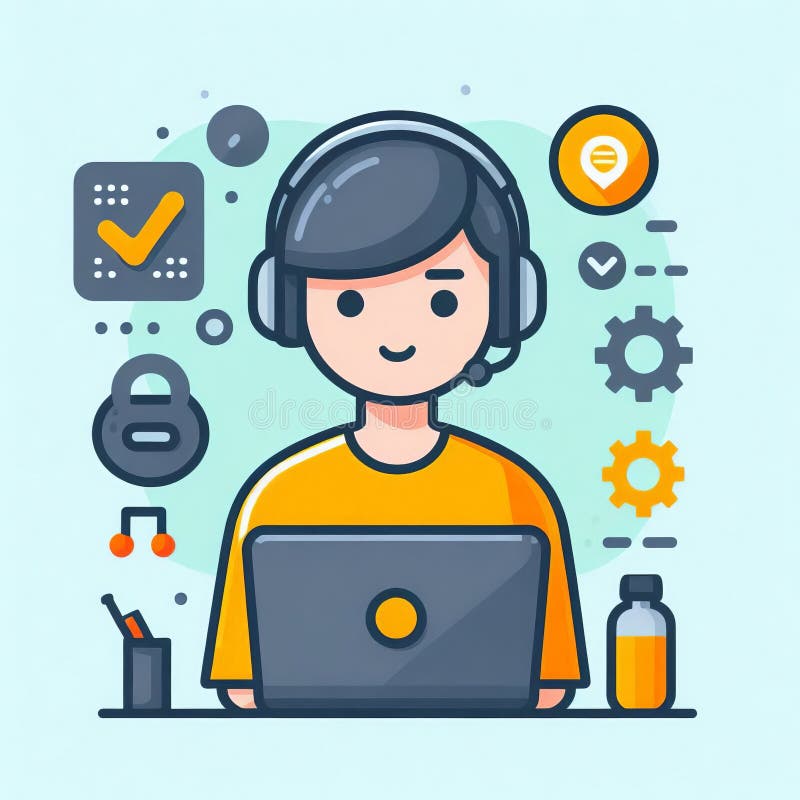 Tech-Savvy Support: a Modern Help Desk Icon Stock Illustration ...