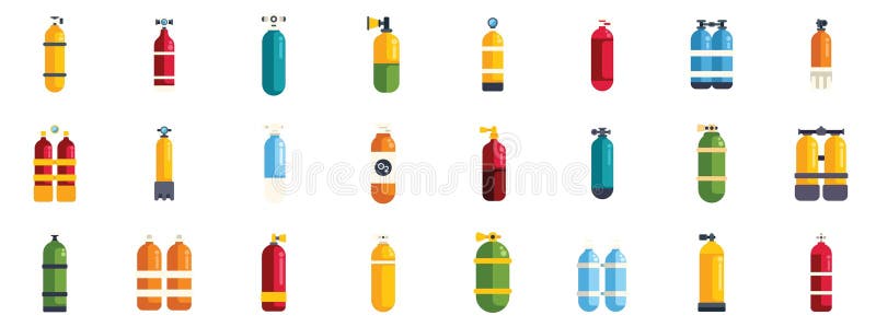 Large Set of Scuba Diving and Oxygen Tanks Providing Air Underwater for ...