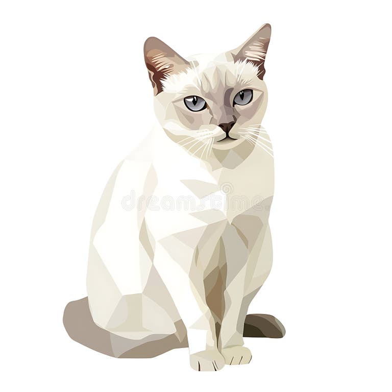 Sitting Siamese Cat with Low Poly Design Stock Illustration ...