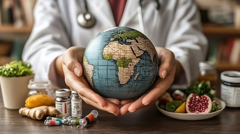 A Vector Illustration Featuring a Blue Circle As the Global Symbol for ...