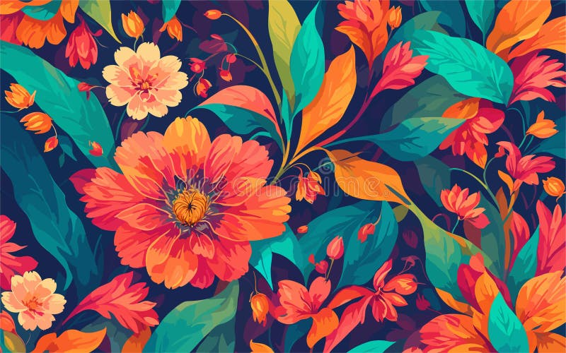 Vector Illustration Featuring an Intricate and Vibrant Floral Pattern ...