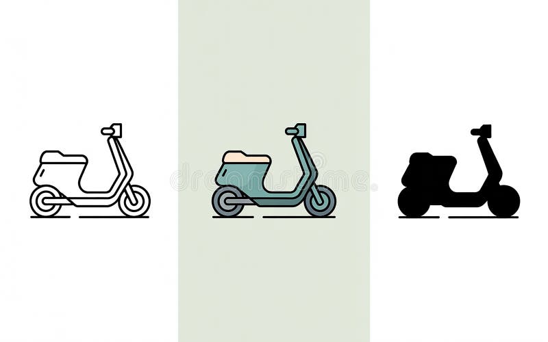 Vector Illustration Featuring a Modern Scooter in Multiple Styles and ...
