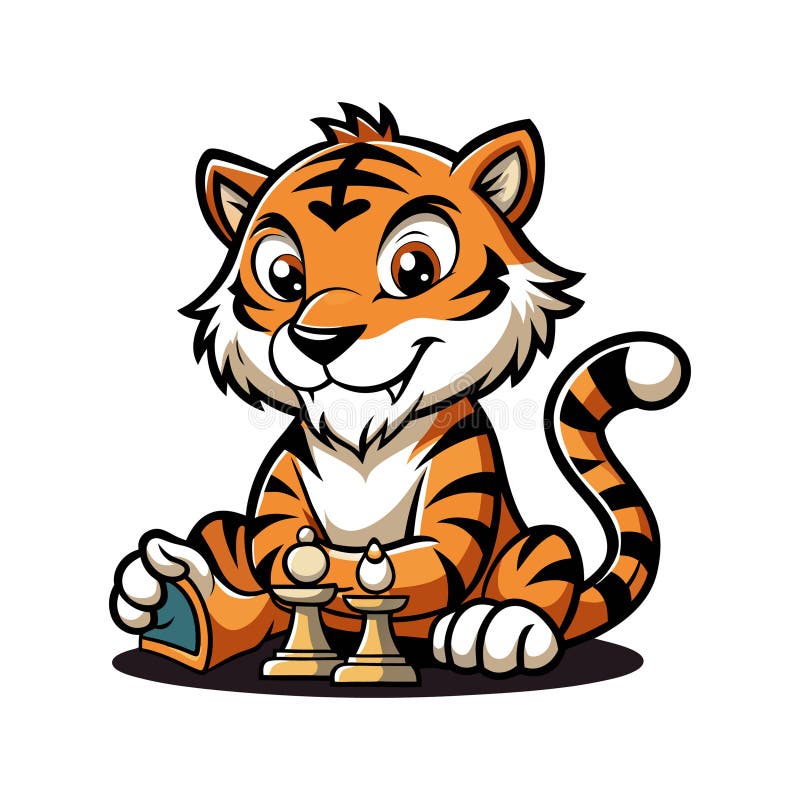 Muddled Chess Game with Tiger Cub Stock Vector - Illustration of chess ...