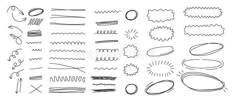 Vector Illustration Featuring a Set of Scribble Doodle Underline ...