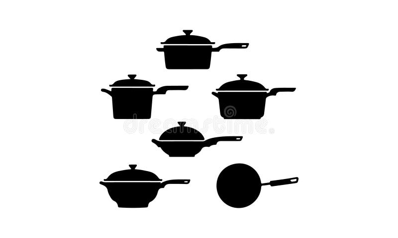 Vector Illustration Featuring, Silhouettes of Kitchen Cookware. the Set ...