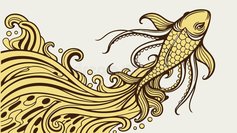 Stylized Fish Abstract Flowing Design Marine Vector Illustration ...