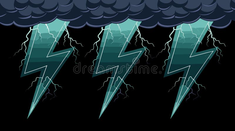 Stylized Thunderstorm with Lightning Bolts on Dark Background Stock ...
